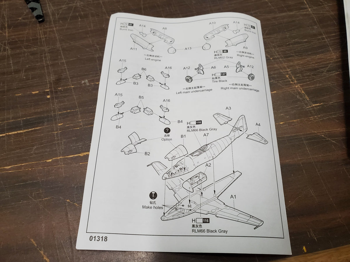 Trumpeter #01318 1/144 Messerschmitt Me262 A-2a Military Airplane Mode – cyclewarehouse.online