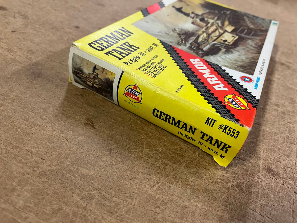 1/72 scale AHM Kit German Tank Pz. Kpfw. III AUSF Kit 1974 Vintage ...