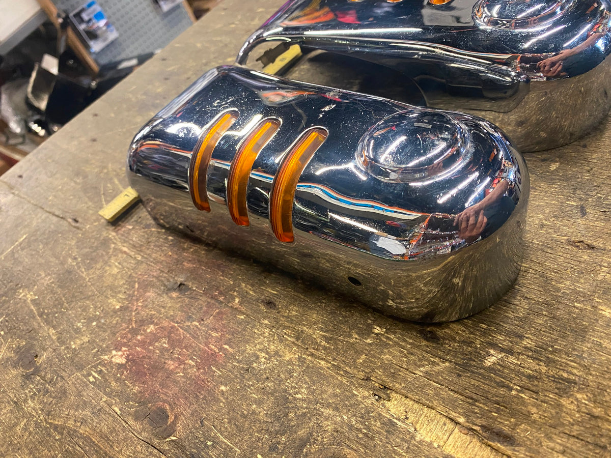 Front Fork Lights Chrome Harley Touring Flh Bagger Ultra classic Glide ...