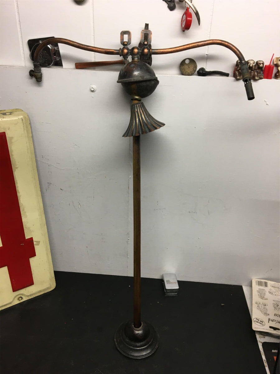 vintage copper/brass gas chandelier/scone light fixture hand valves ...