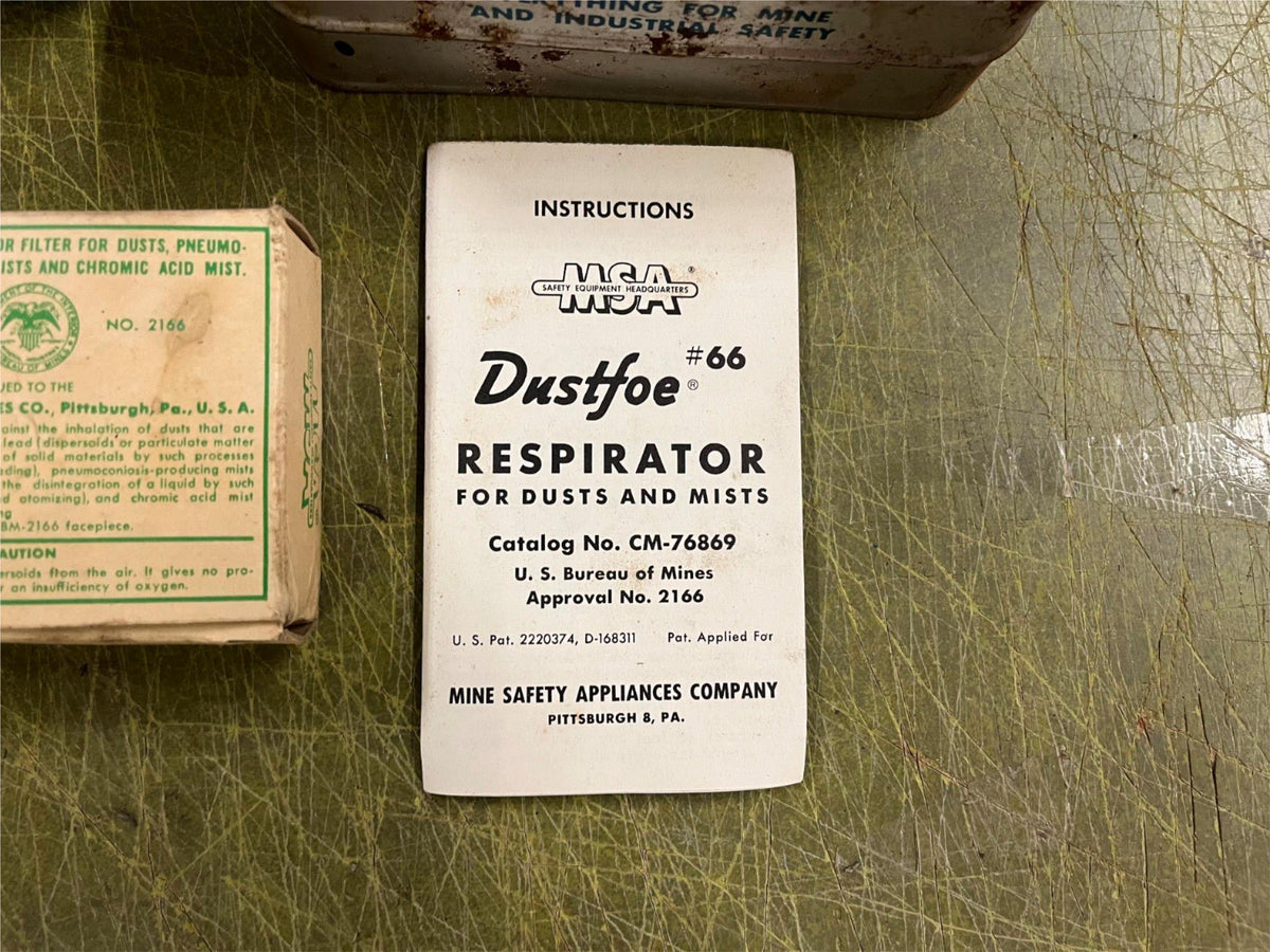 Vintage 1940s MSA Dustfoe #66 Respirator Mask, Filter + With Original ...
