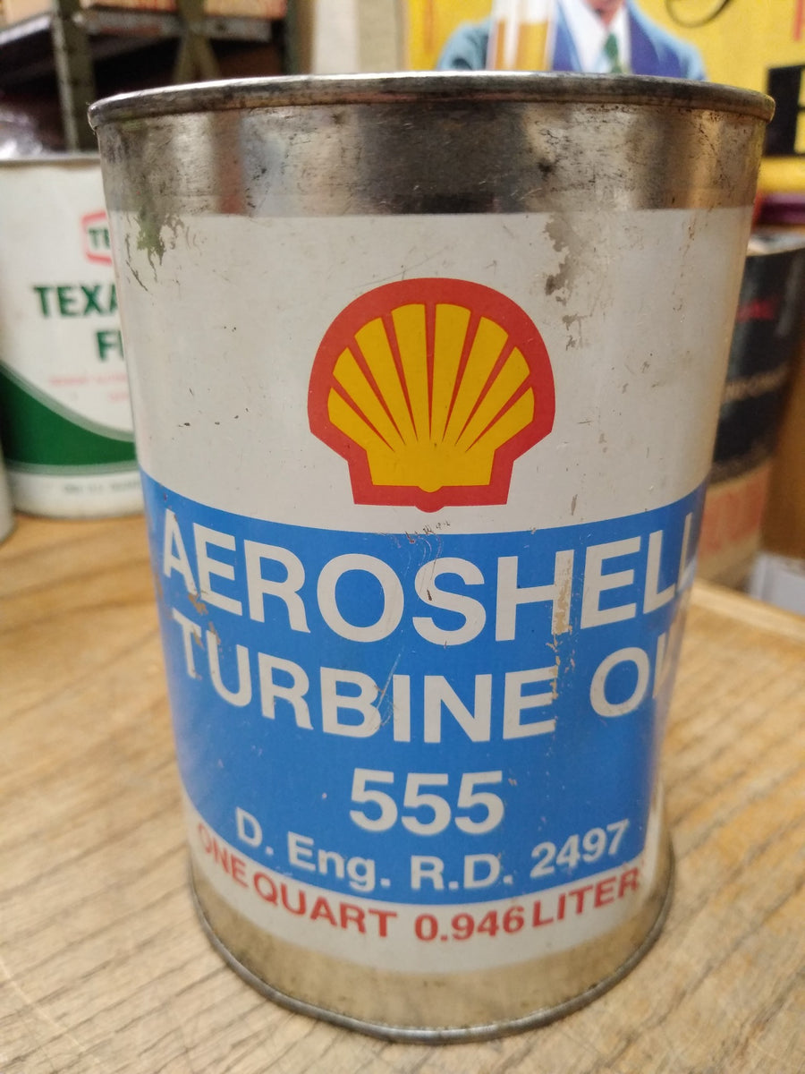Vtg Shell Aeroshell Turbine Oil 555 D Eng RD 2497 1 Quart Metal Oil Ca ...