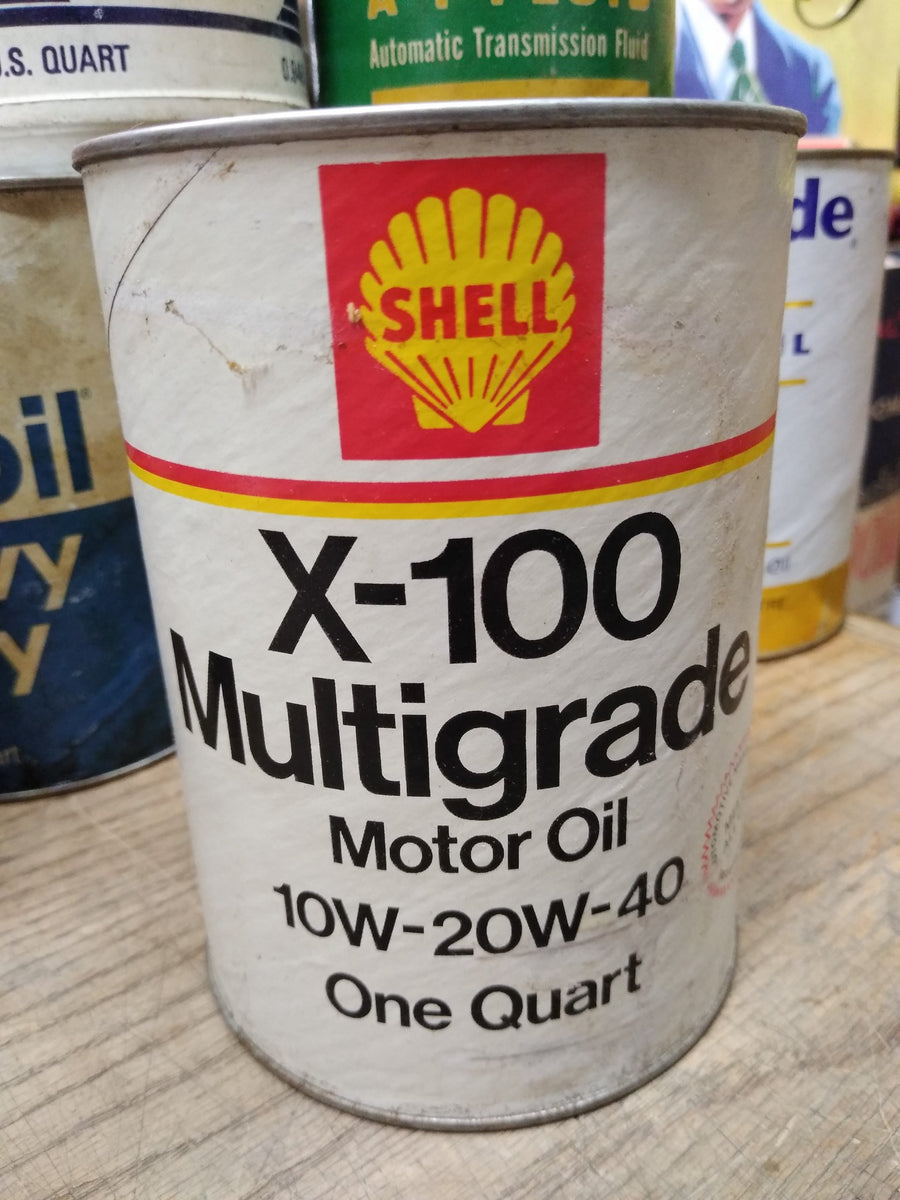 Vtg SHELL X 100 Multigrade Motor Oil 10W 20W 40 Gas Station 1 Qt Cardb ...