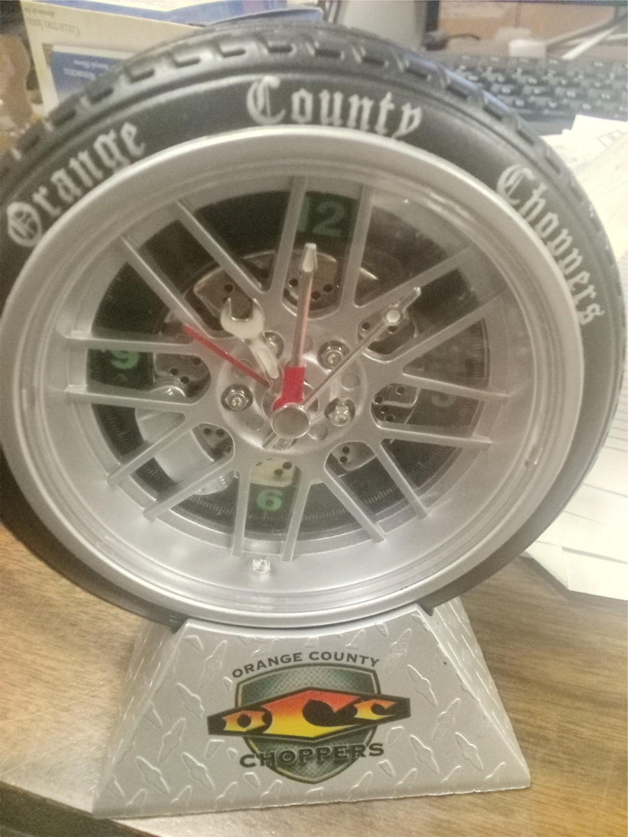 Orange County Choppers OCC Themed Motorcycle Tire Quartz Desk Alarm Cl ...