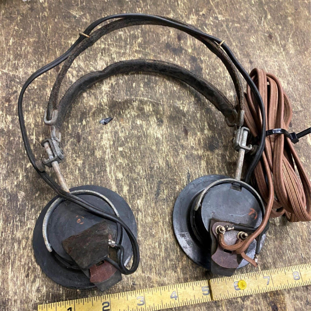 Headphone Ear set WW2 Ham Radio Pilot Military Shortwave Vtg Electroni ...