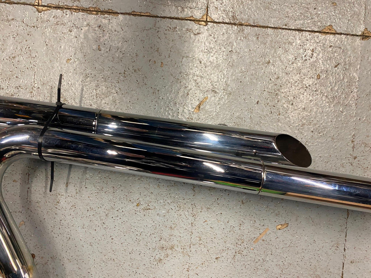 Staggered Duals Harley Softail Custom Exhaust Pipes Heritage Fatboy Ch ...