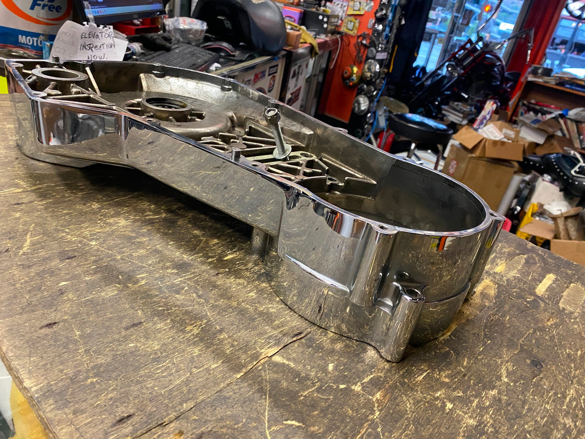 Chrome INner Primary Harley Softail Chopper Ironhorse Offset Wide Tire ...