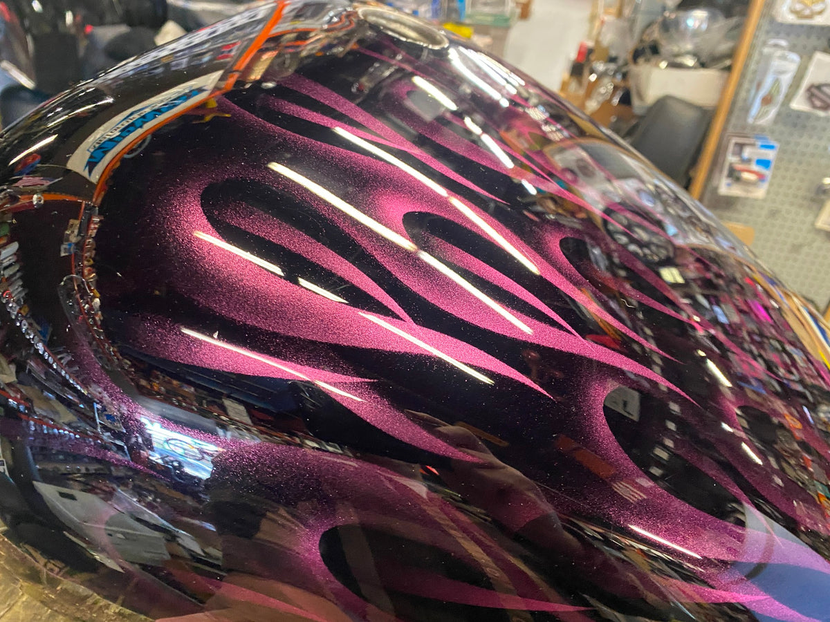 Stretched Softail Gas Tank Custom Flame Paint Chopper 84-99 FXST Fatbo ...