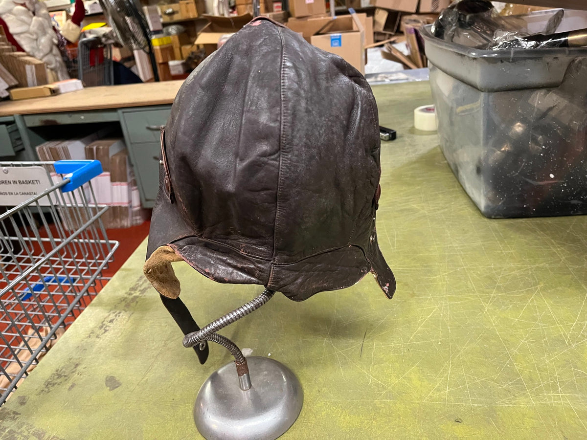 Vintage WWII Original Leather Aviator Pilots Skull Cap Helmet Hat Army ...