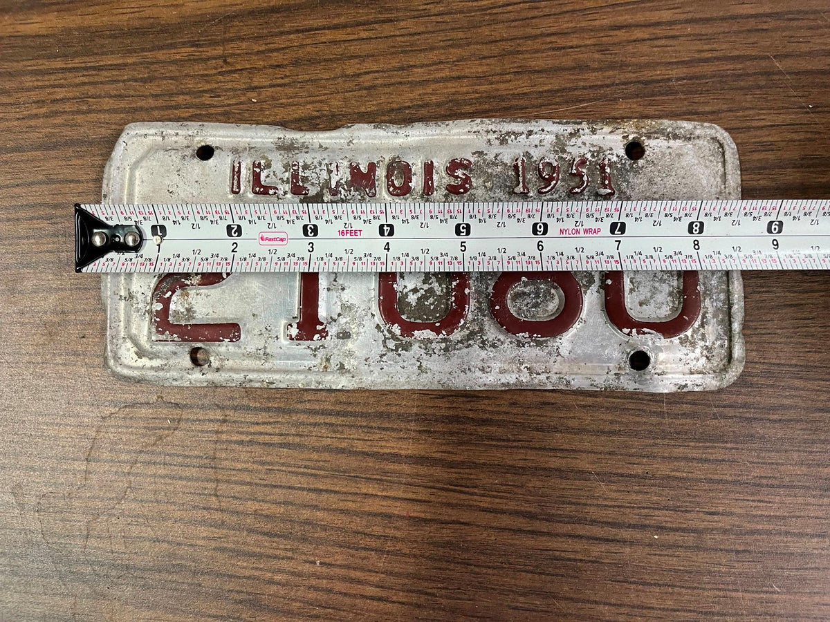 VTG Original 1951 Illinois Motorcycle License Plate 21080 Harley India ...