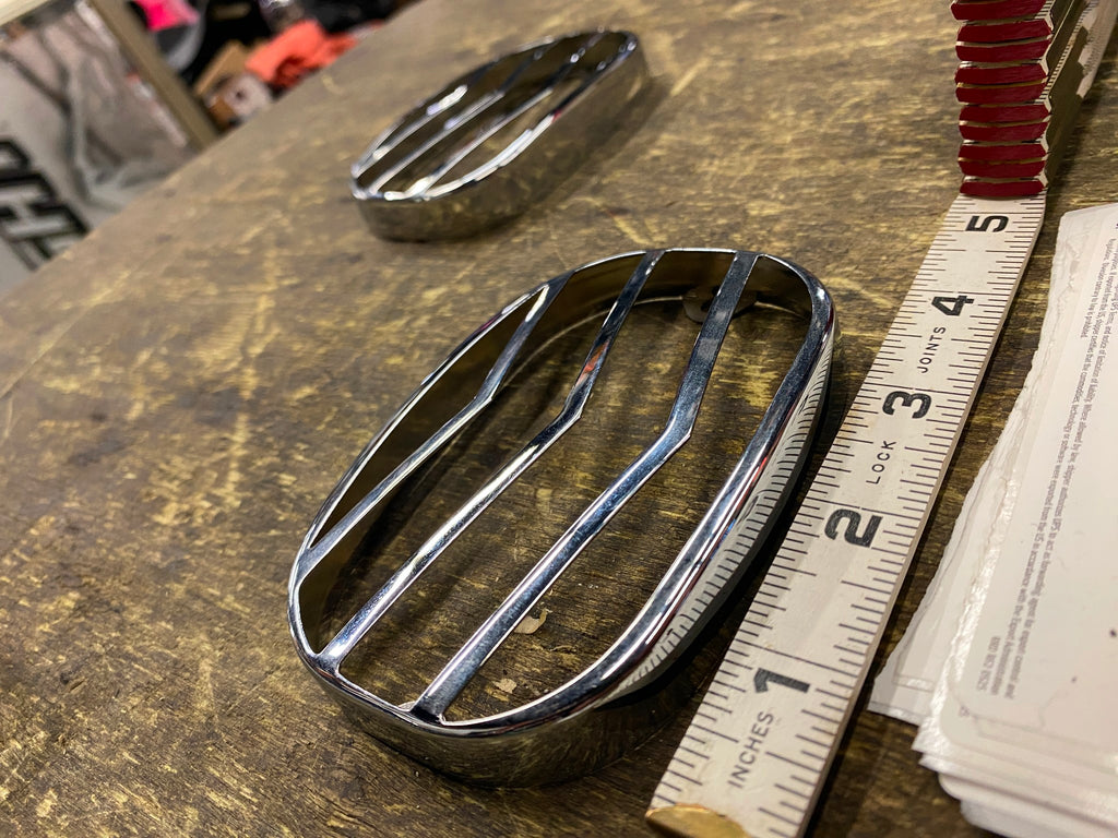 Chevron Grille Chrome Harley Taillight Trim Shovelhead panhead Ironhea ...