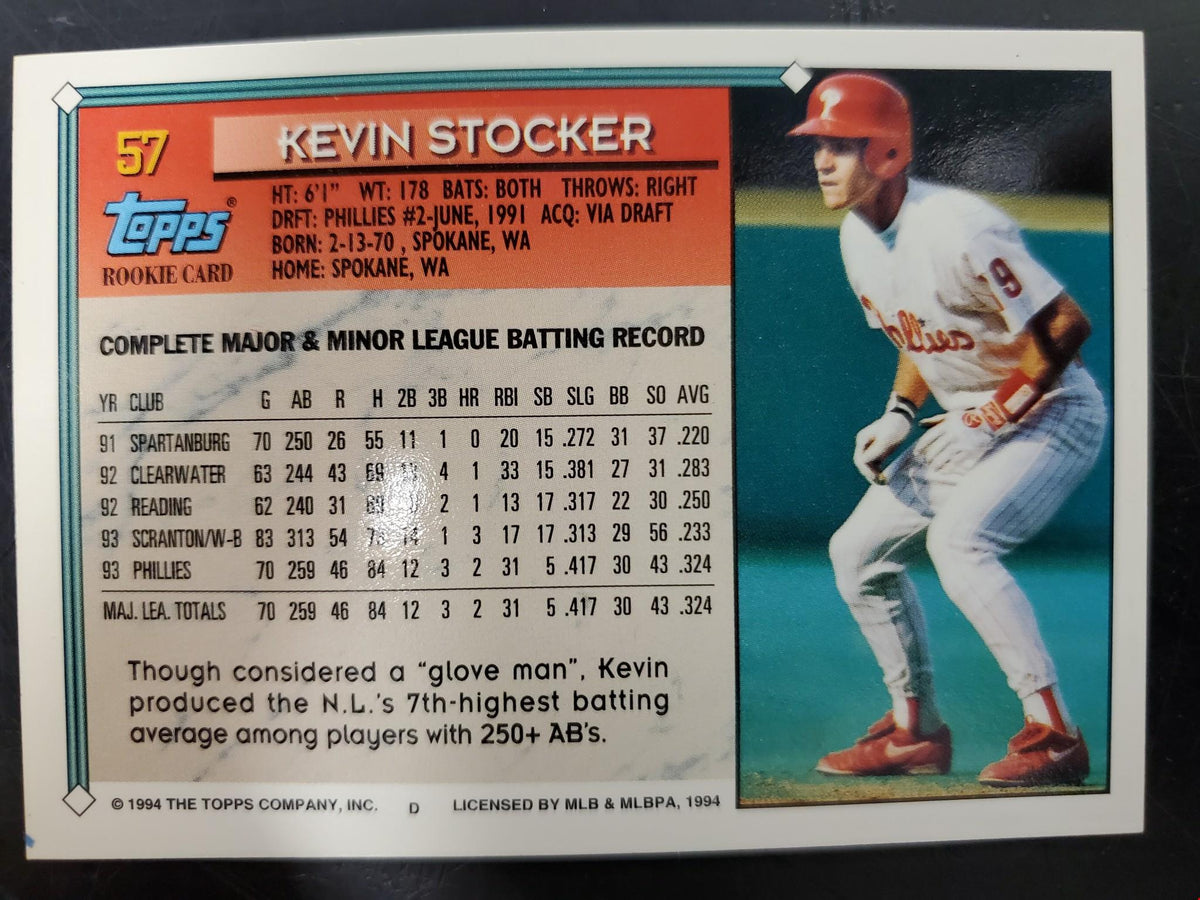 Topps Gold Kevin Stocker & Topps 40 Years of Baseball Alex Cole Tradin ...