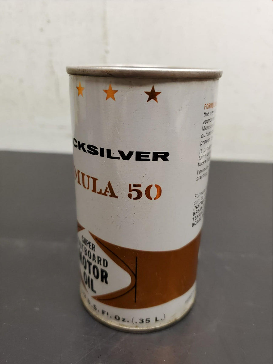Vtg Quicksilver Formula 50 Super Outboard Motor Oil 12 Oz White Gold C ...