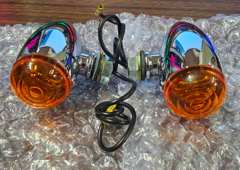 Mini Bullet turn Signals Harley Custom Motorcycle Hot Rod Chrome Softa ...