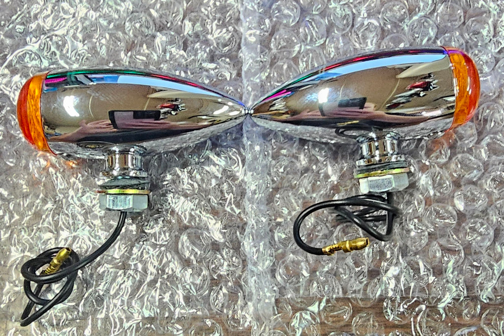 Mini Bullet turn Signals Harley Custom Motorcycle Hot Rod Chrome Softa ...