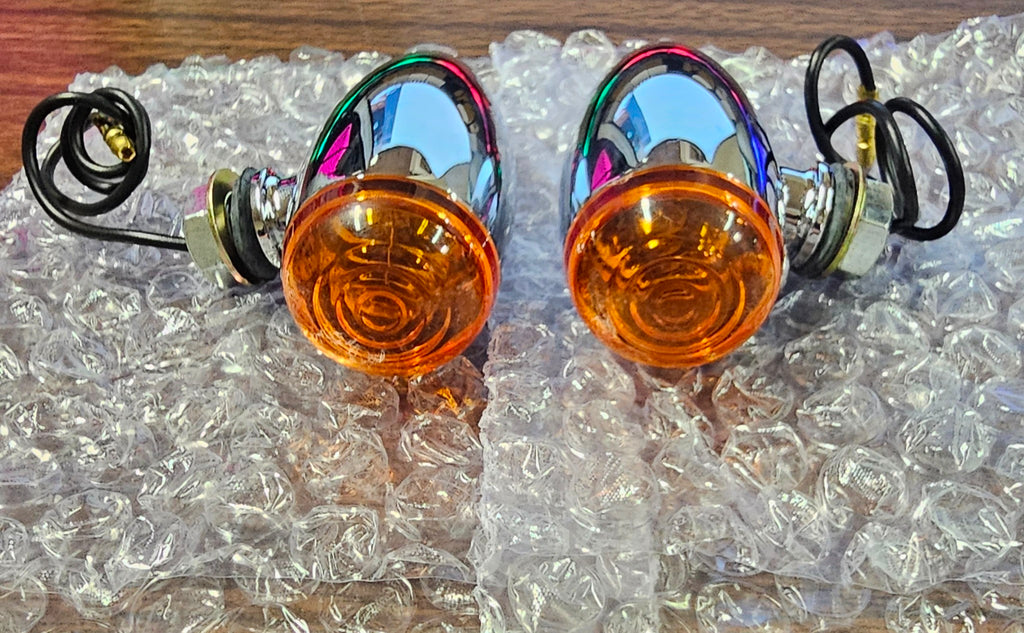 Mini Bullet turn Signals Harley Custom Motorcycle Hot Rod Chrome Softa ...