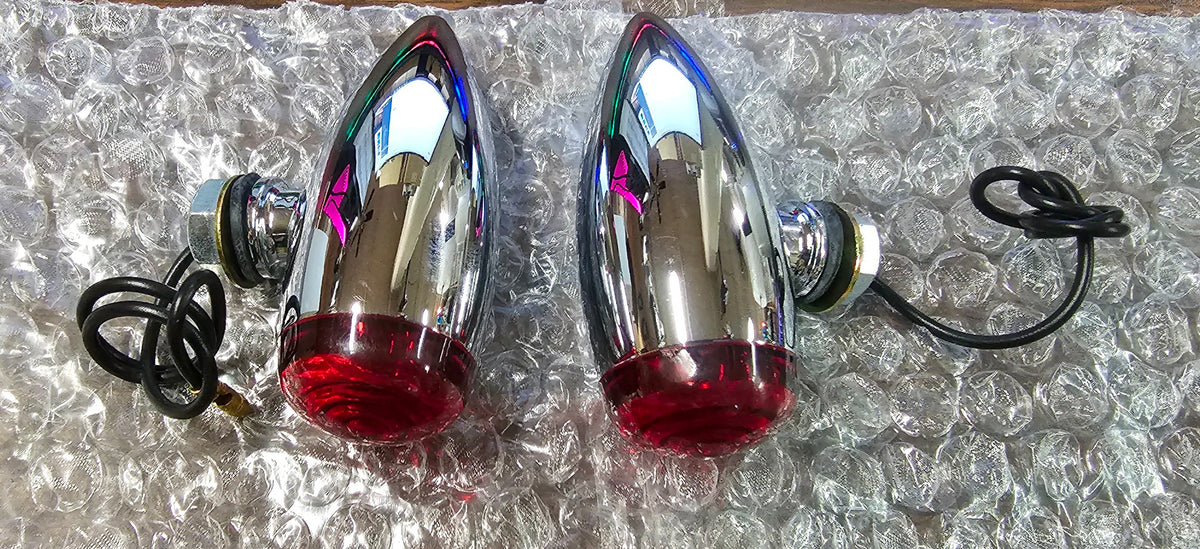 Pair Chrome 12 Volt Red Mini Bullet Marker Lights – cyclewarehouse.online