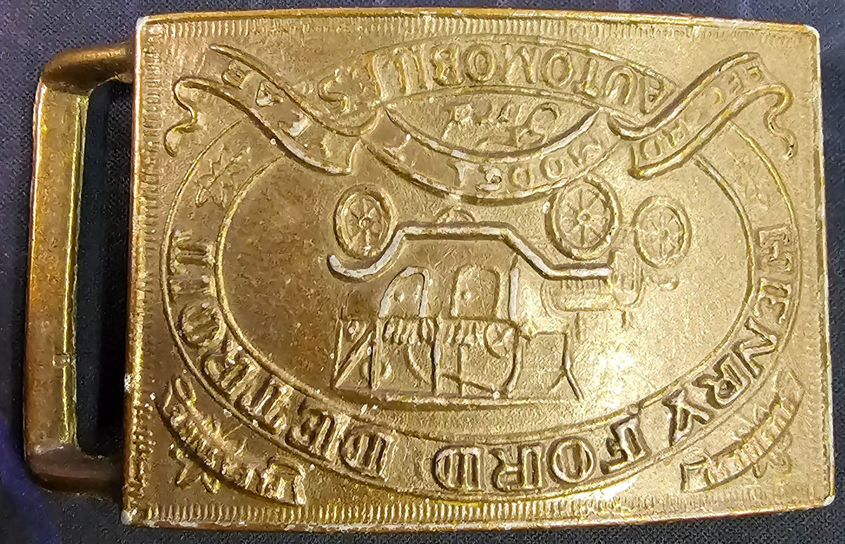 VTG 1970s Henry Ford Detroit Brass Belt Buckle Ford Automobile Memorab ...