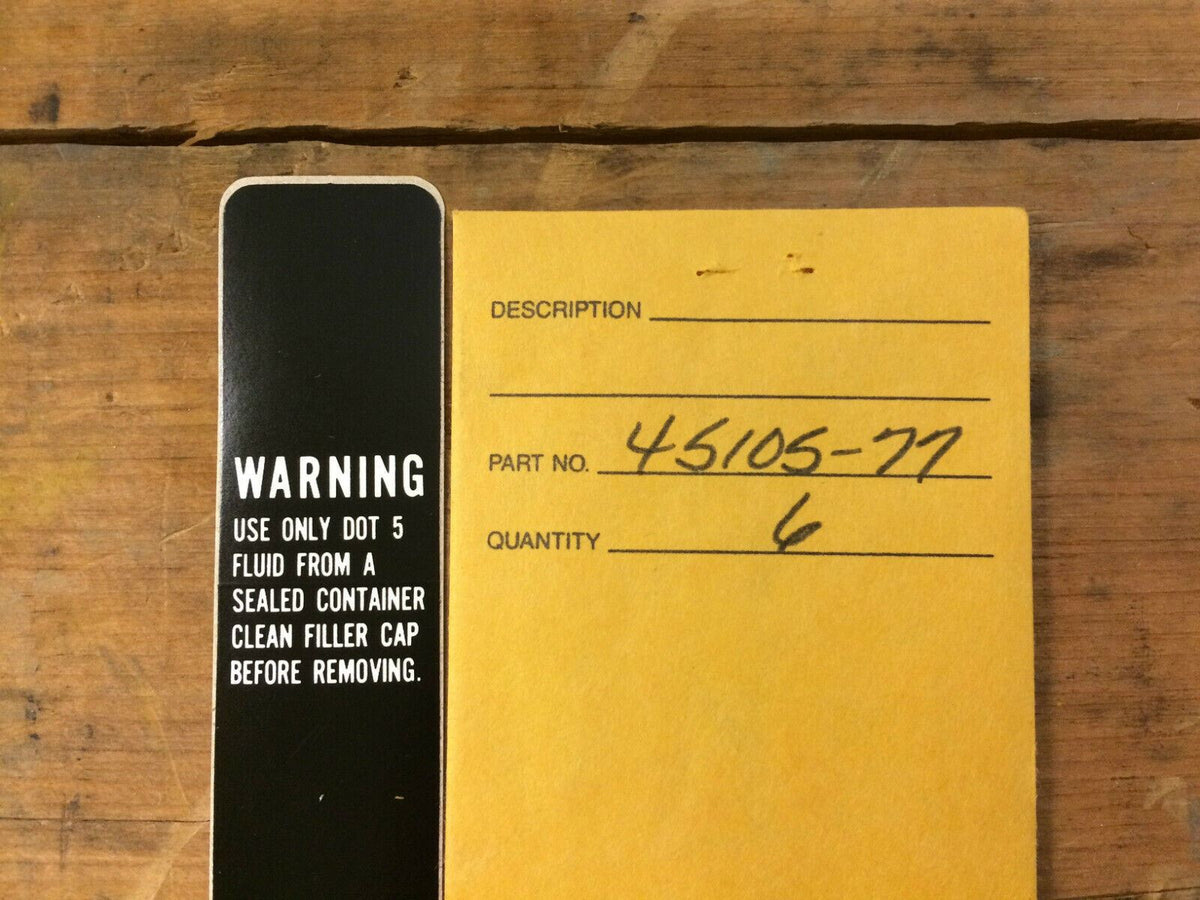 HARLEY HANDLE BAR WARNING STICKER DOT 5 OEM 45105-77 1977-81 FL FX XL ...