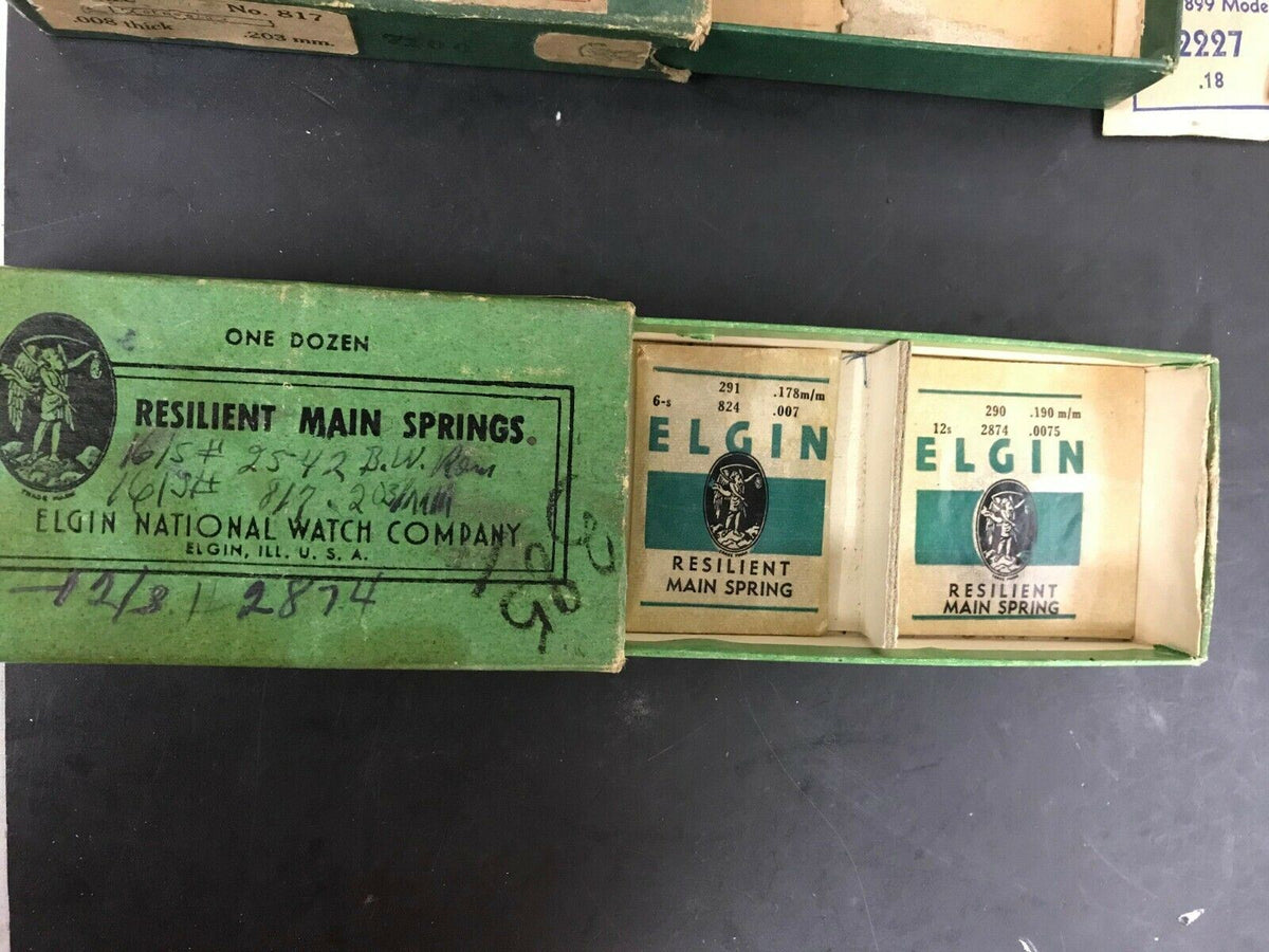 VINTAGE ELGIN BOXES MAINSPRINGS ELGIN COMSCO & WALTHAM MAINSPRING WATC ...