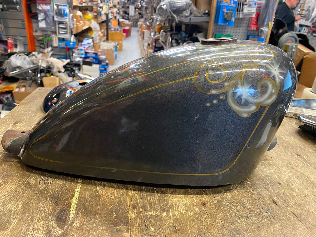 Vtg Old Skool Paint Sportster Chopper Gas Tank Gold Leaf Harley 70's P ...