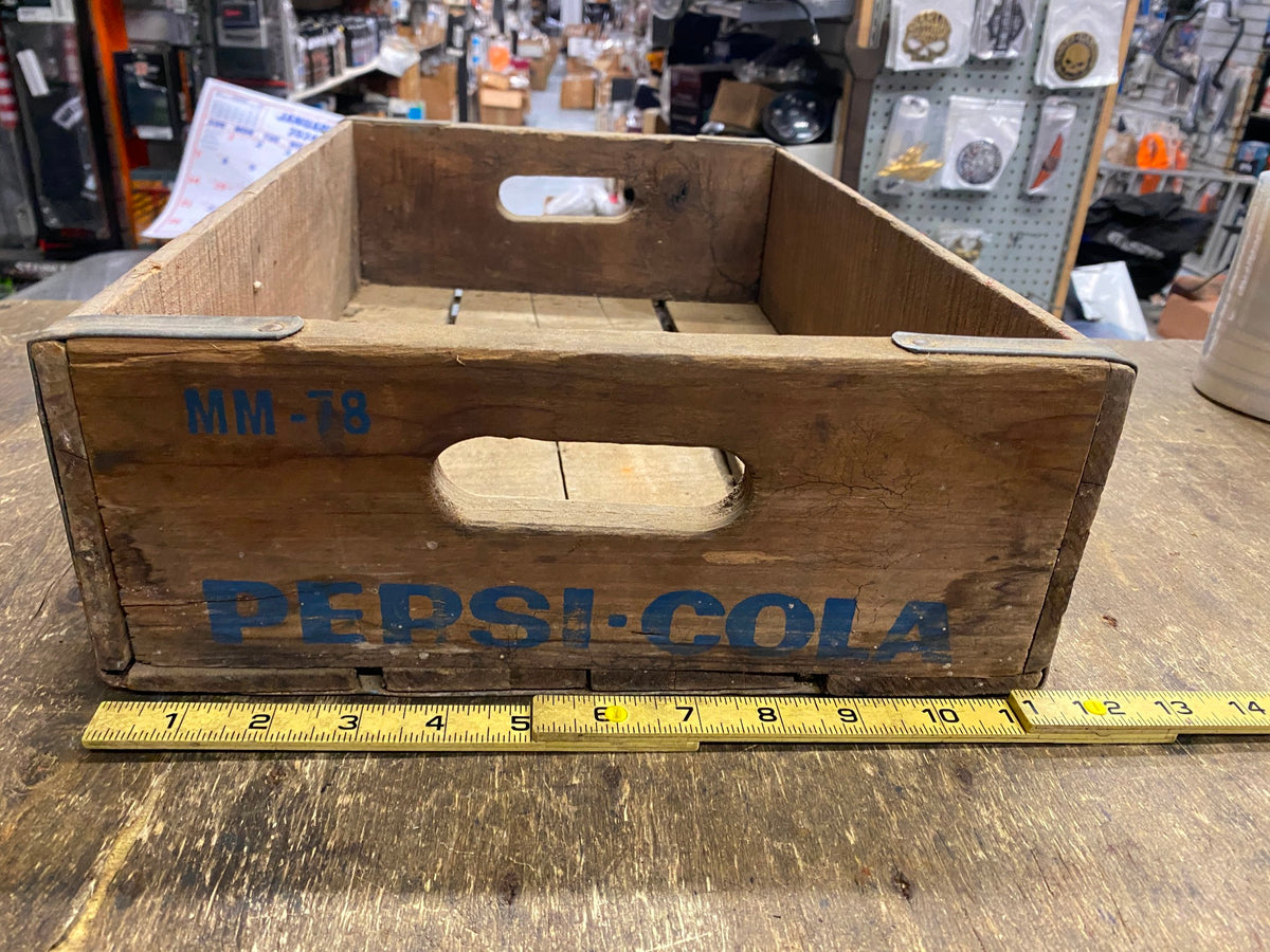 1978 Pepsi Cola Soda Pop Box Crate Vtg Wood Logo Advertising Decor ...