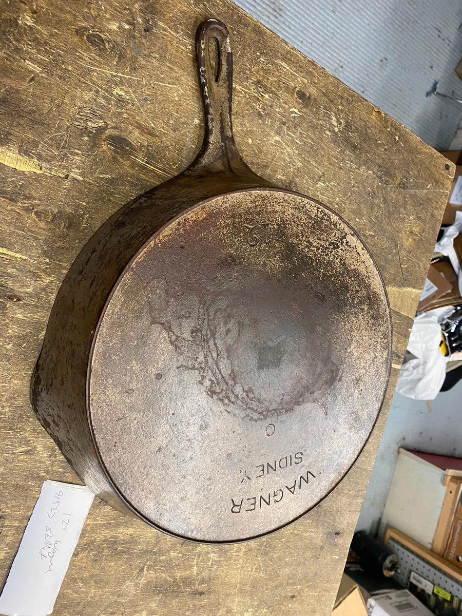 Vtg Wagner sidney Heavy Cast Iron Frying Pan dbl Side Pour 12" Heat Ri ...