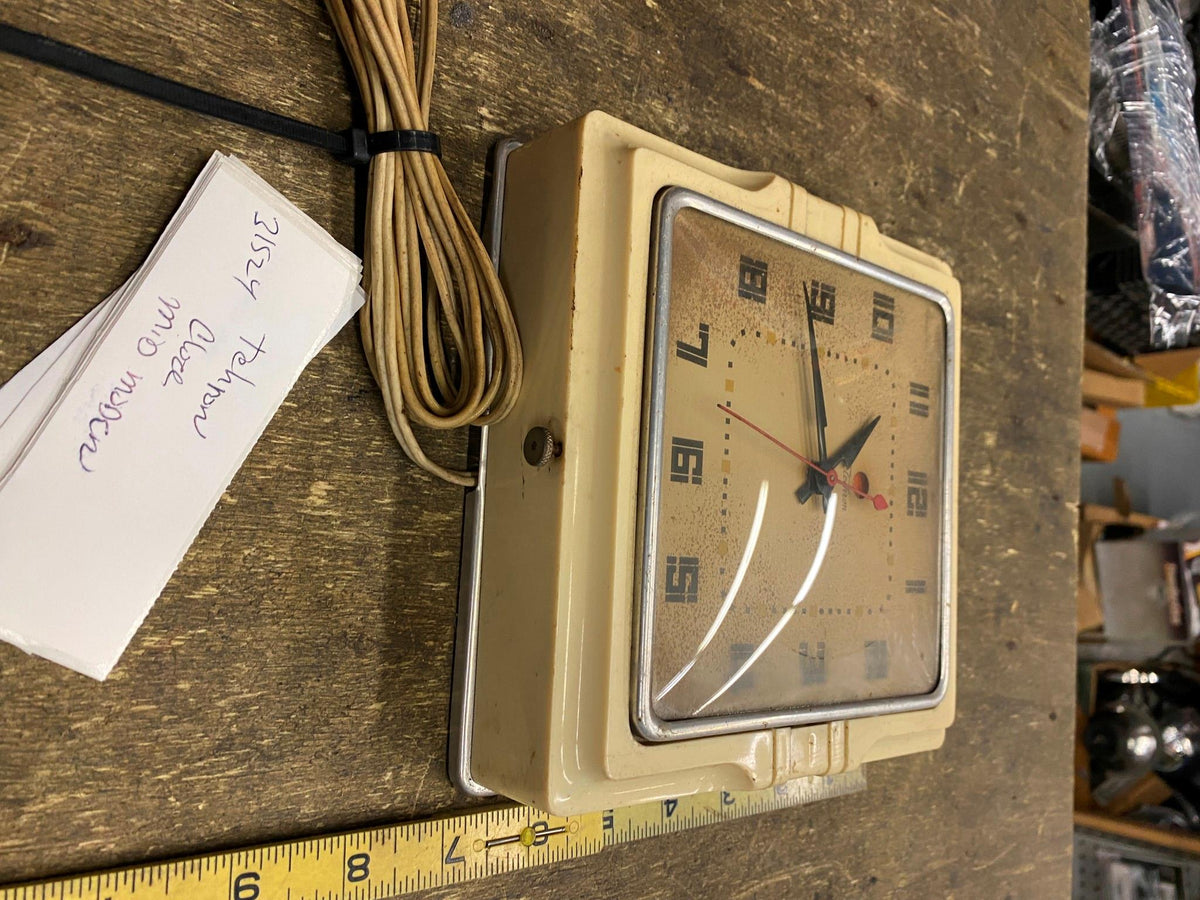Vtg Techron Wall Clock Mid Century Atomic Age Art Deco Kitchen 7" Bake ...