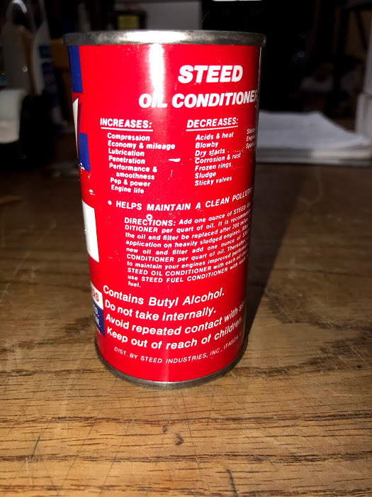 Vintage Can Of Steed Oil Conditioner, 5fl oz Sealed can Gas & Oil Chec ...