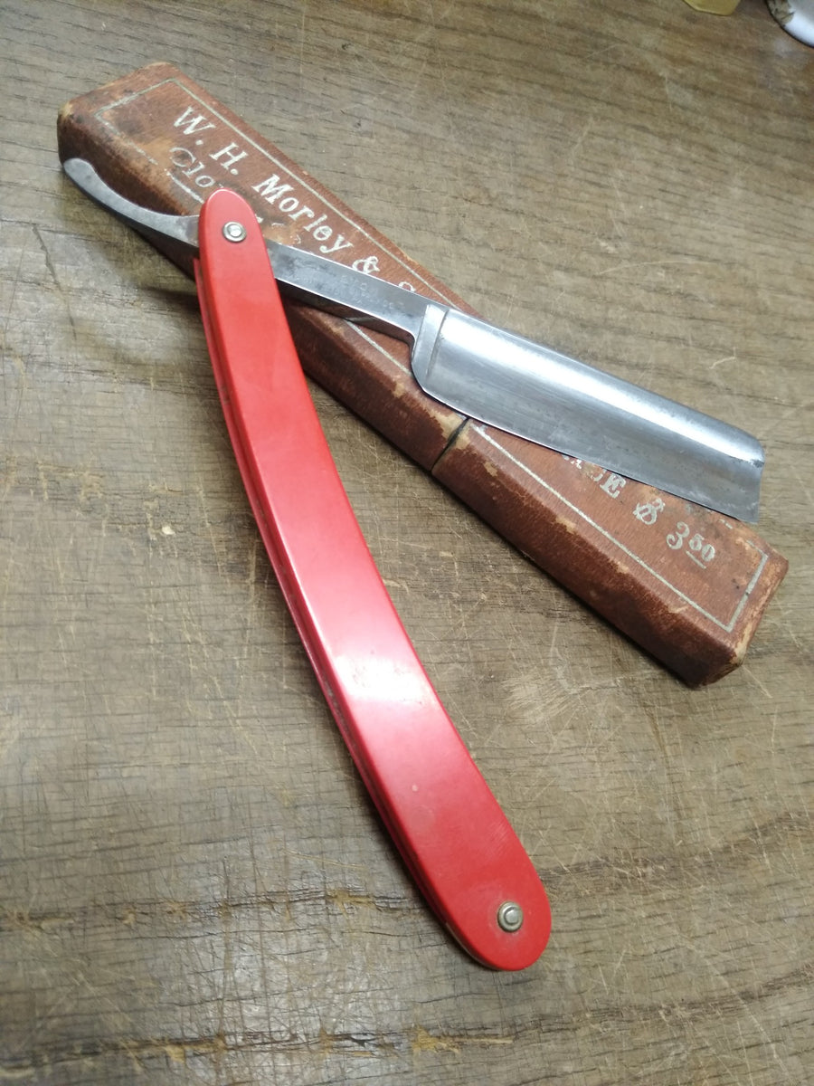 Vtg Rare Shick Straight Folding Razor Red Scales Nice Blade Box Great ...