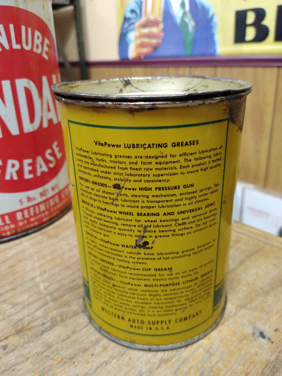 Vtg Western Auto Vita Power Specialized Lubricant Grease 1 Pound Metal ...