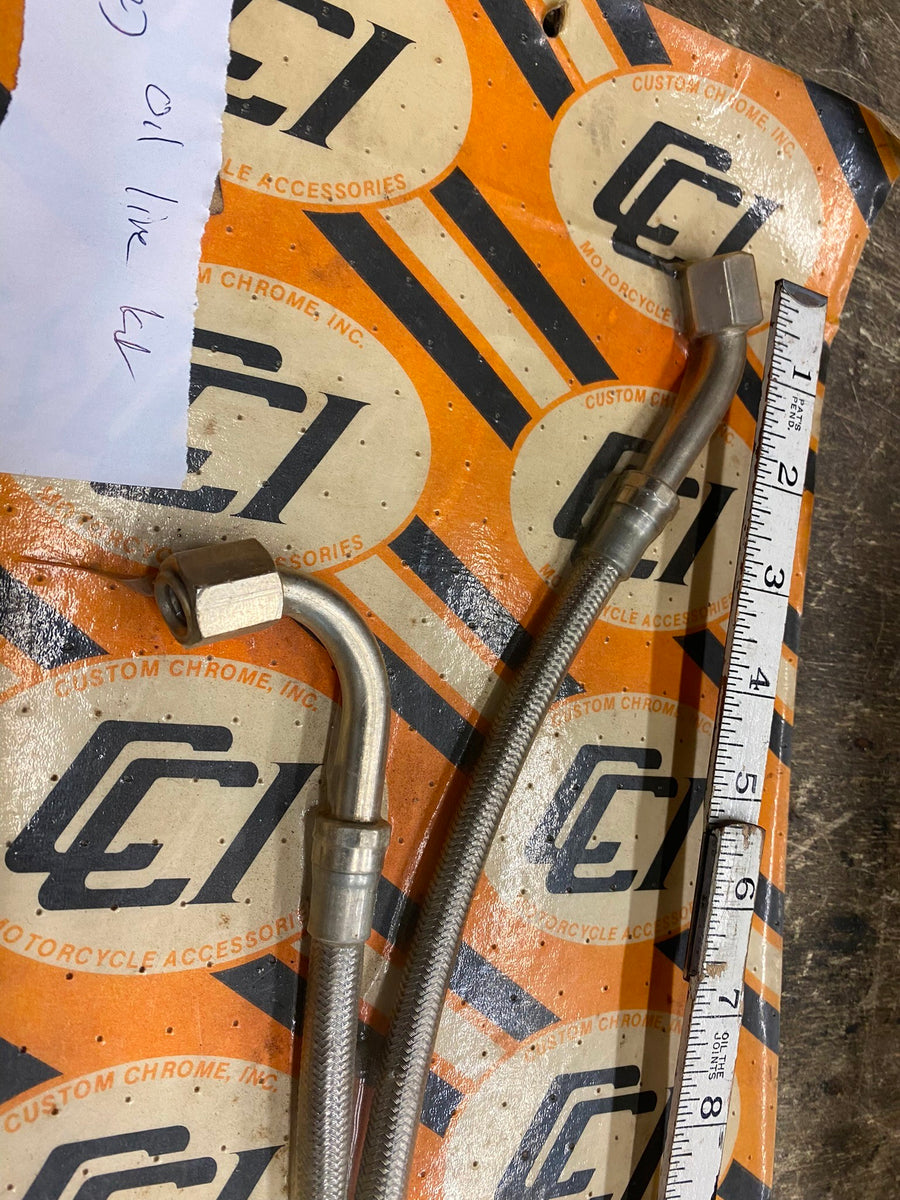 Braided Steel SS Oil Tank Line Set Harley Shovelhead Chopper FX FLH Ha ...