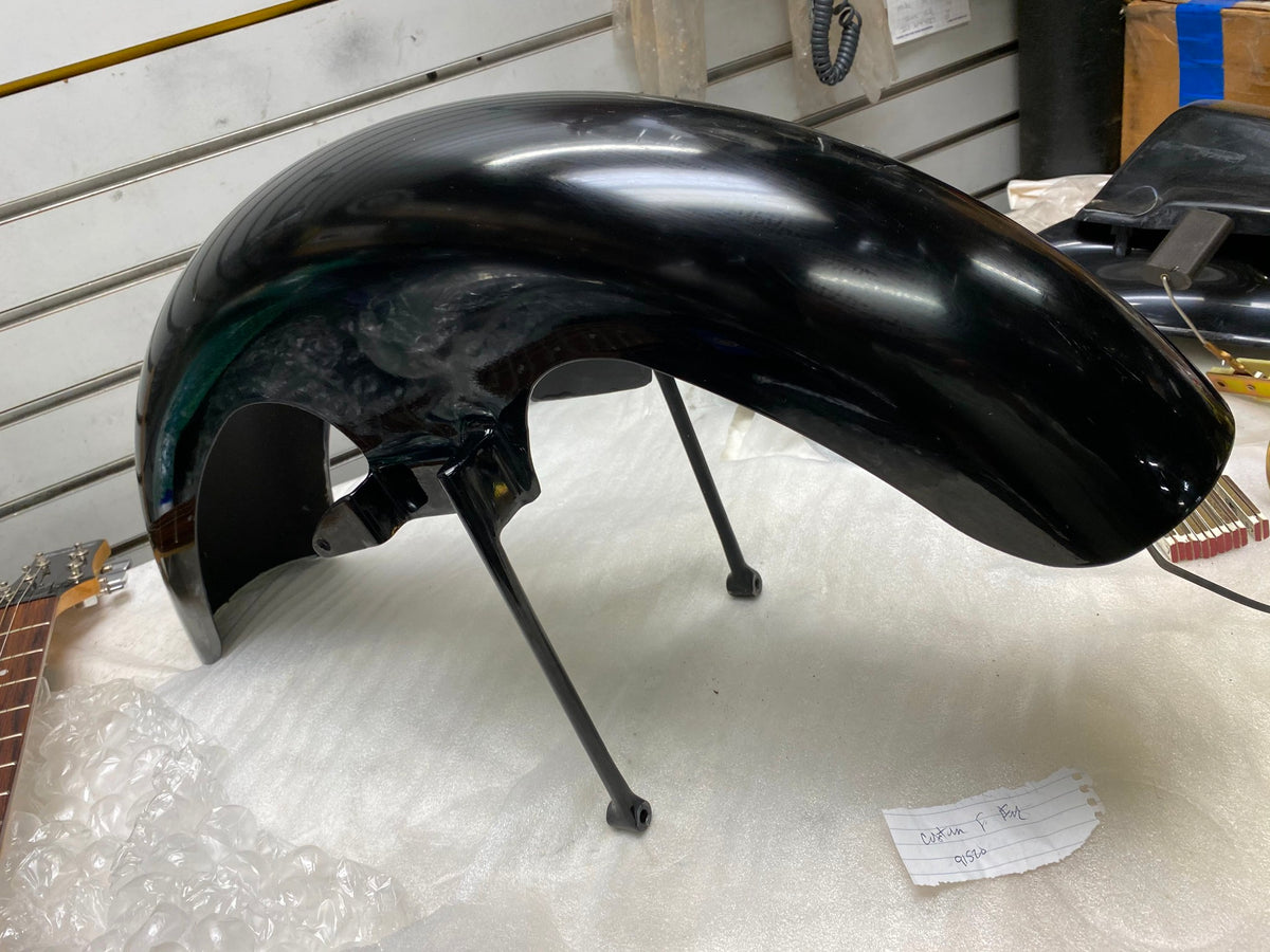 Custom Chopper Front fender Black Metal 4 3/4" mounts WCC inverted? Bo ...