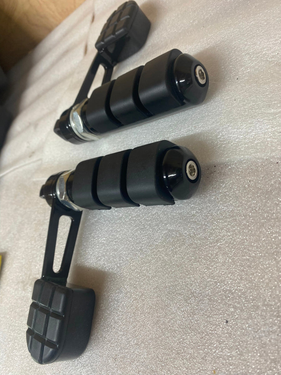 Chrome Stirrup Rubber Footpegs Harley Sportster Dyna FXR Softail Drive ...