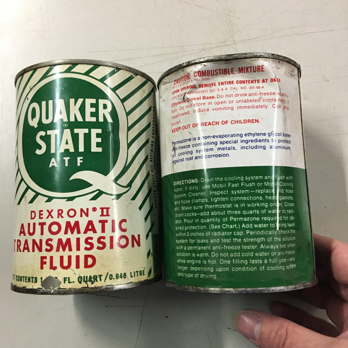 Vtg Full Mobil Permazone Antifreeze Coolant & Empty Quaker State ATF M ...