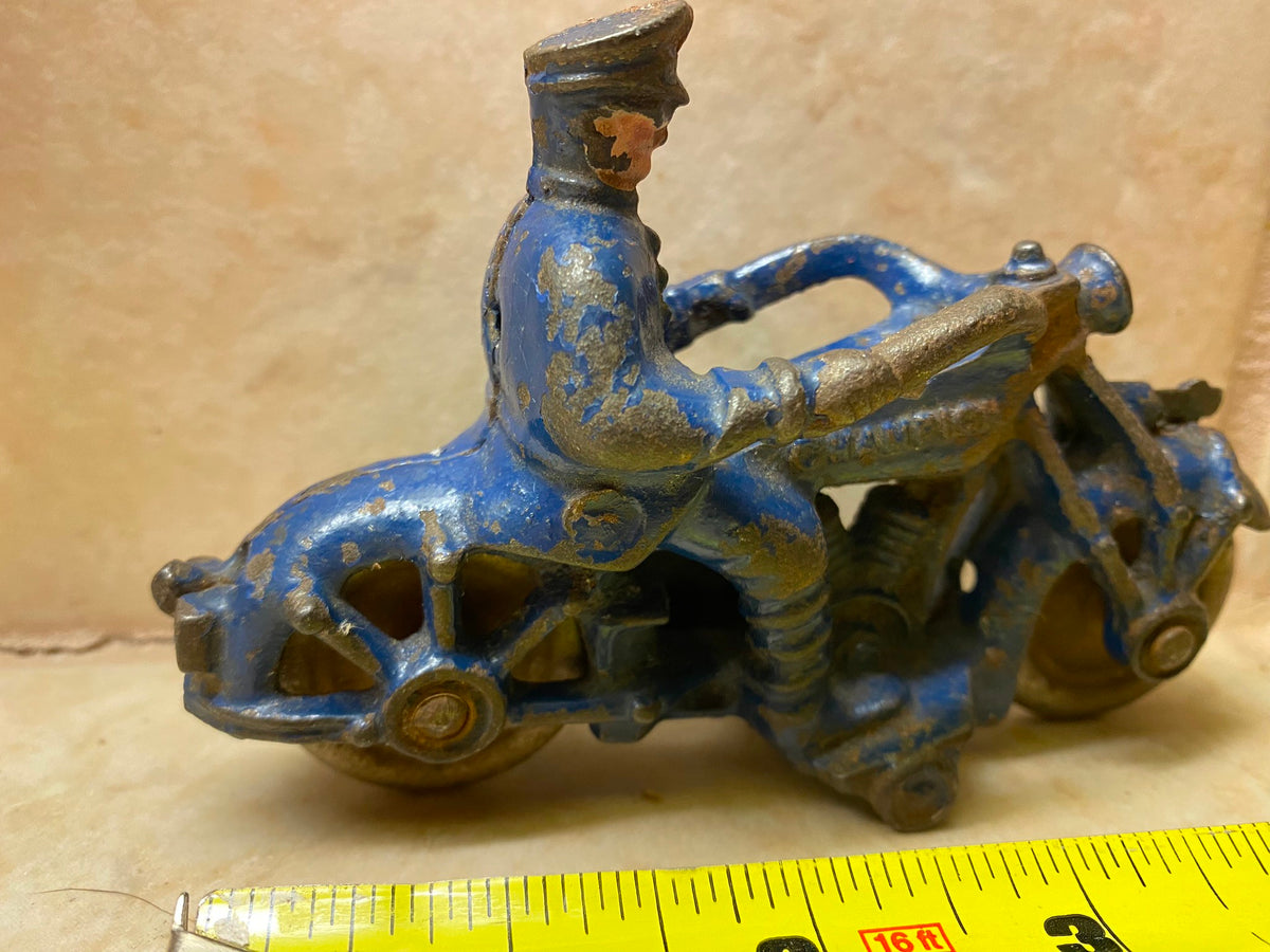 1930's Hubley Motorcycle Cast Iron Toy Vtg Champion Cop Bike Orig Indi ...