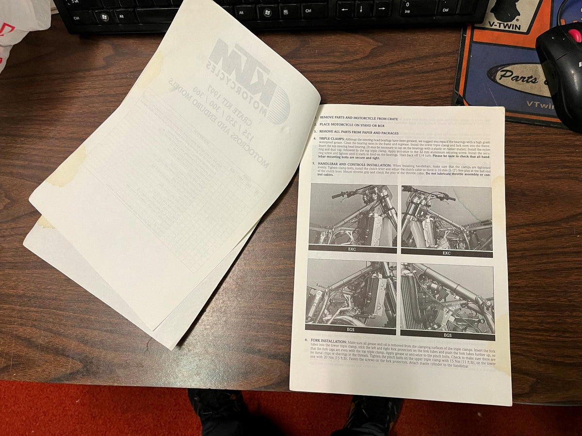 VTG 1997 KTM Motorcycles 125/250/300/360 Crate kit set up instructions ...