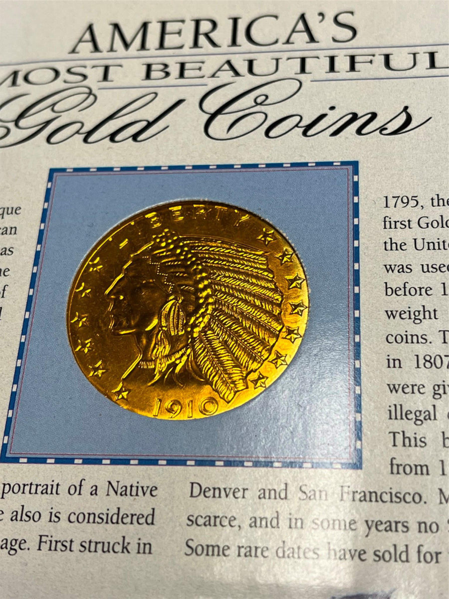 vtg America's Most beautiful gold coins $5 Indian Head gold copy coin ...