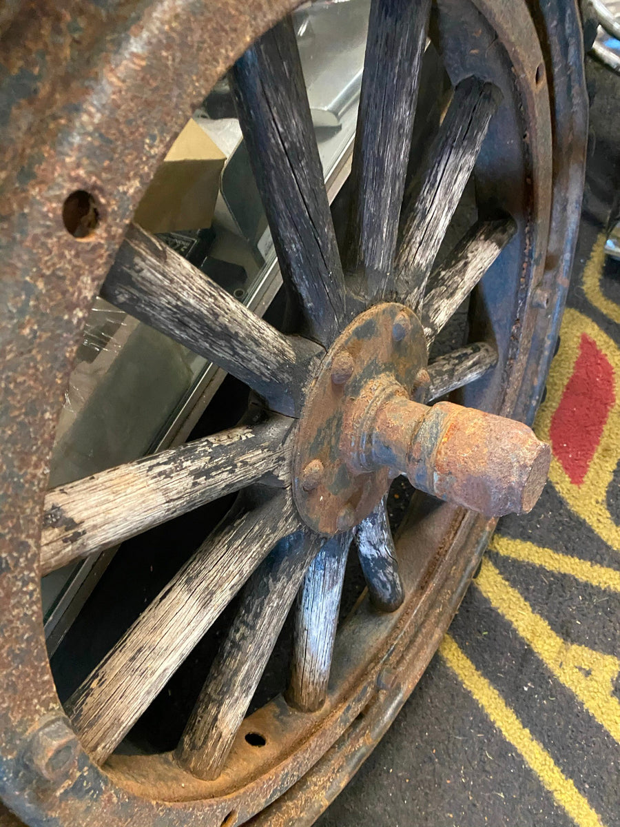 Model T Wood Spoke Wheel Solid Tire Military VTG Heavy Equipment Truck ...