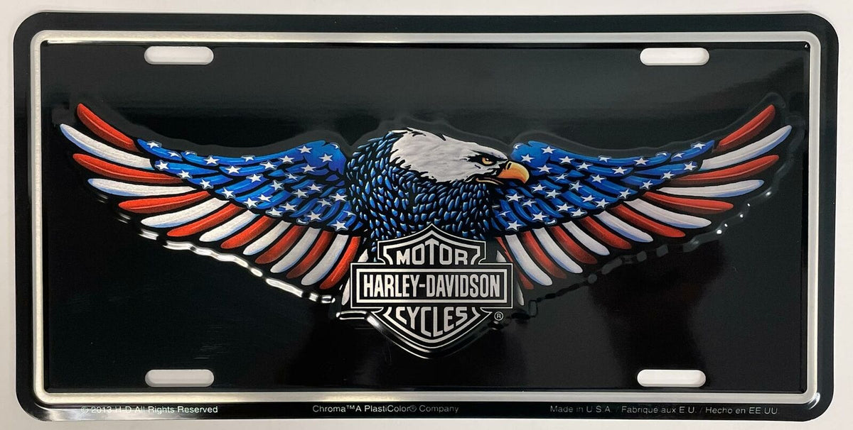 Harley Davidson American Flag Patriotic Eagle Embossed License Plate T ...
