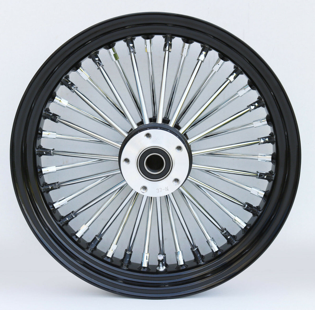 FAT SPOKE Rear Wheel Chrome Black 16x3 HARLEY Touring FLH Softail Chop ...