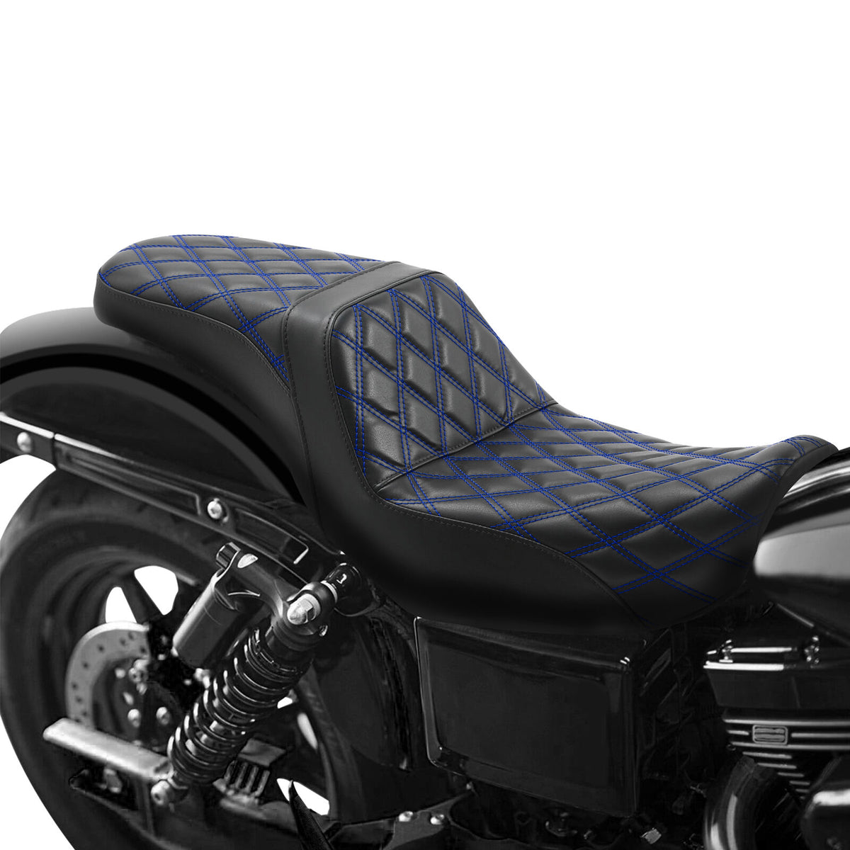 Step Seat Blue Diamond Stich Harley Dyna 2006^ FXD Street Bob Supergli ...